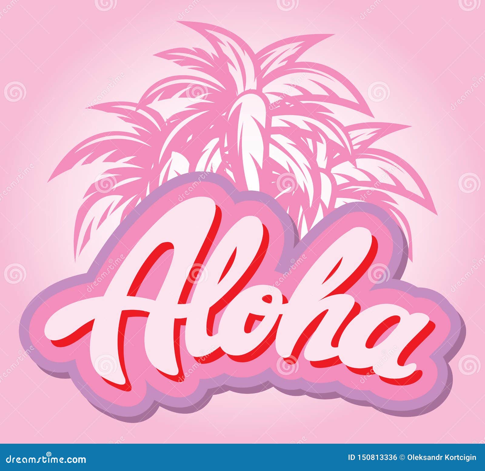 Vektorfarbillustration Auf Aloha Mit Einer Palme Vektor Abbildung ...