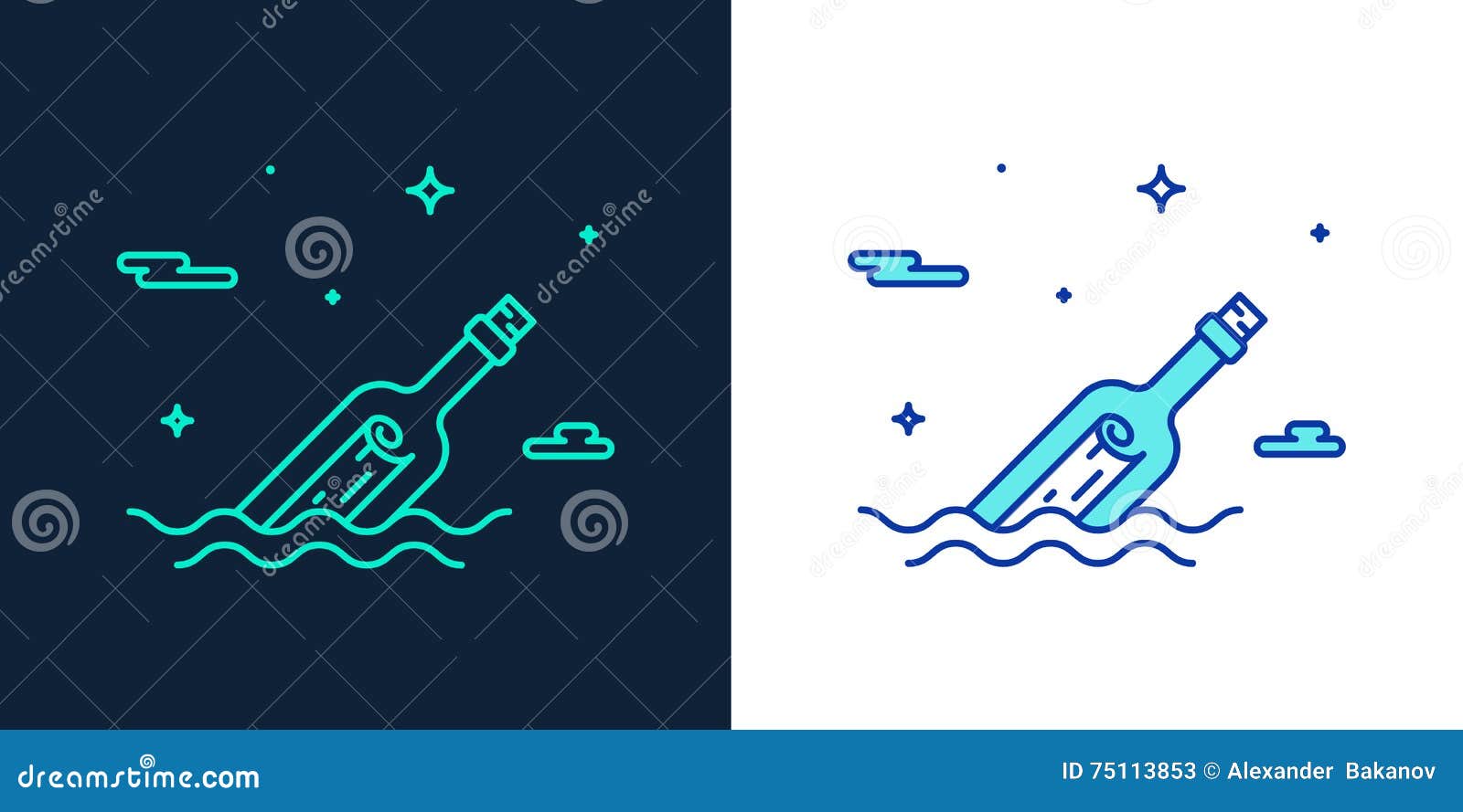 Vektorikone Einer Linearen Art Der Flaschenpost Vektor Abbildung ...