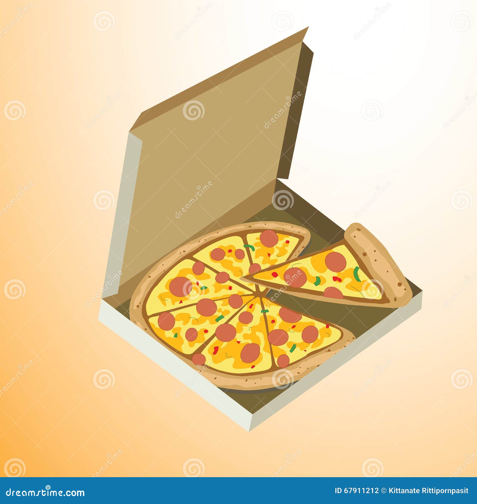 Vektorillustration - Pizza Im Kasten Vektor Abbildung - Illustration ...