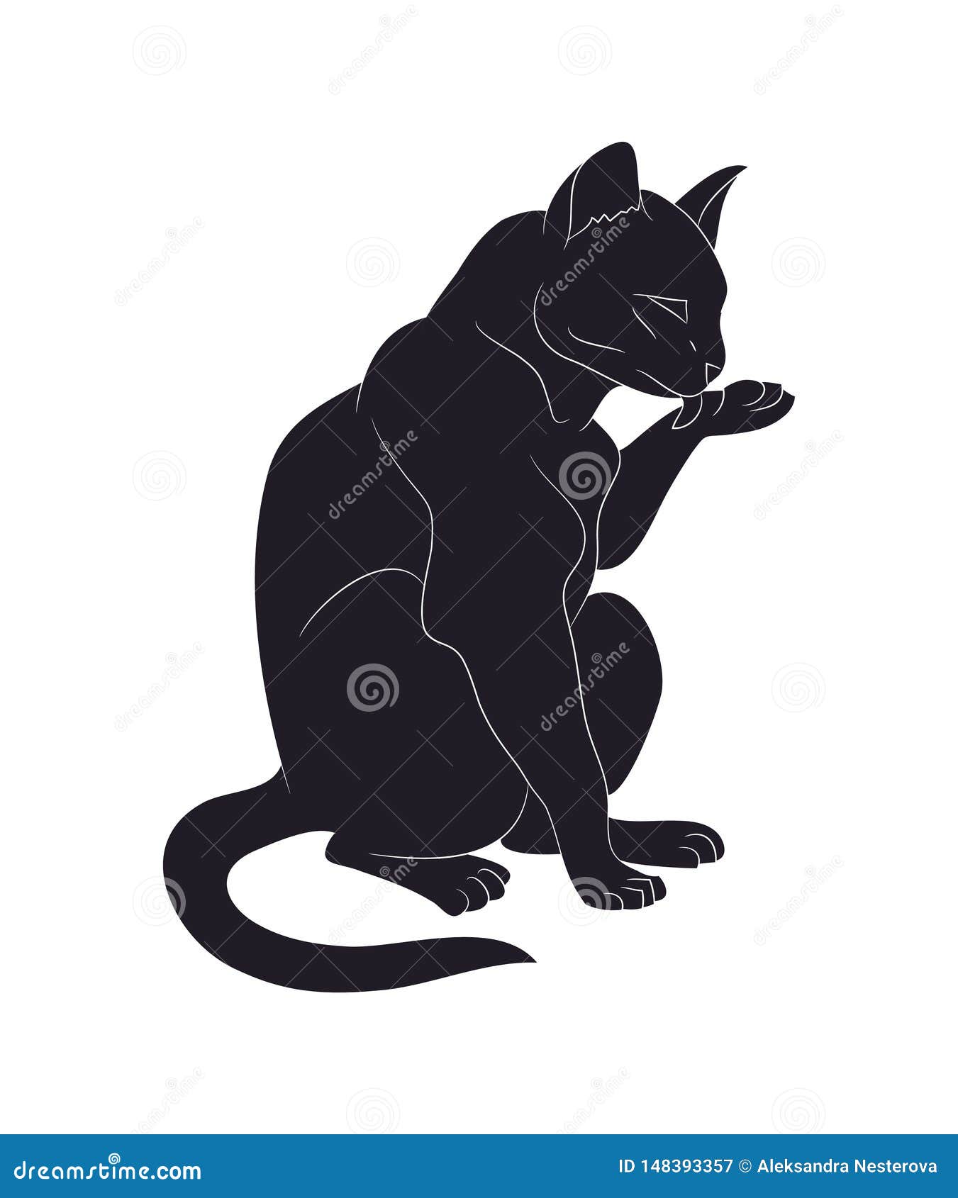 Vektorillustrationen Av En Katt, Som Slickar Dess, Tafsar Och Att Dra ... Vektorillustrationen Av En Katt, Som Slickar Dess, Tafsar Och Att Dra ...