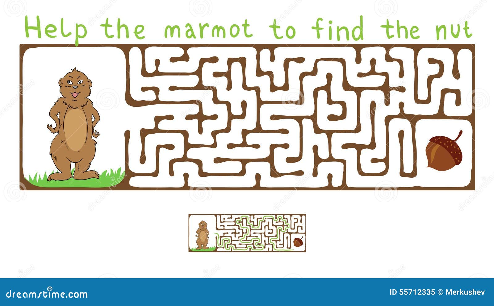 Vektorlabyrint, Labyrint Med Murmeldjuret Och Mutter Vektor ...