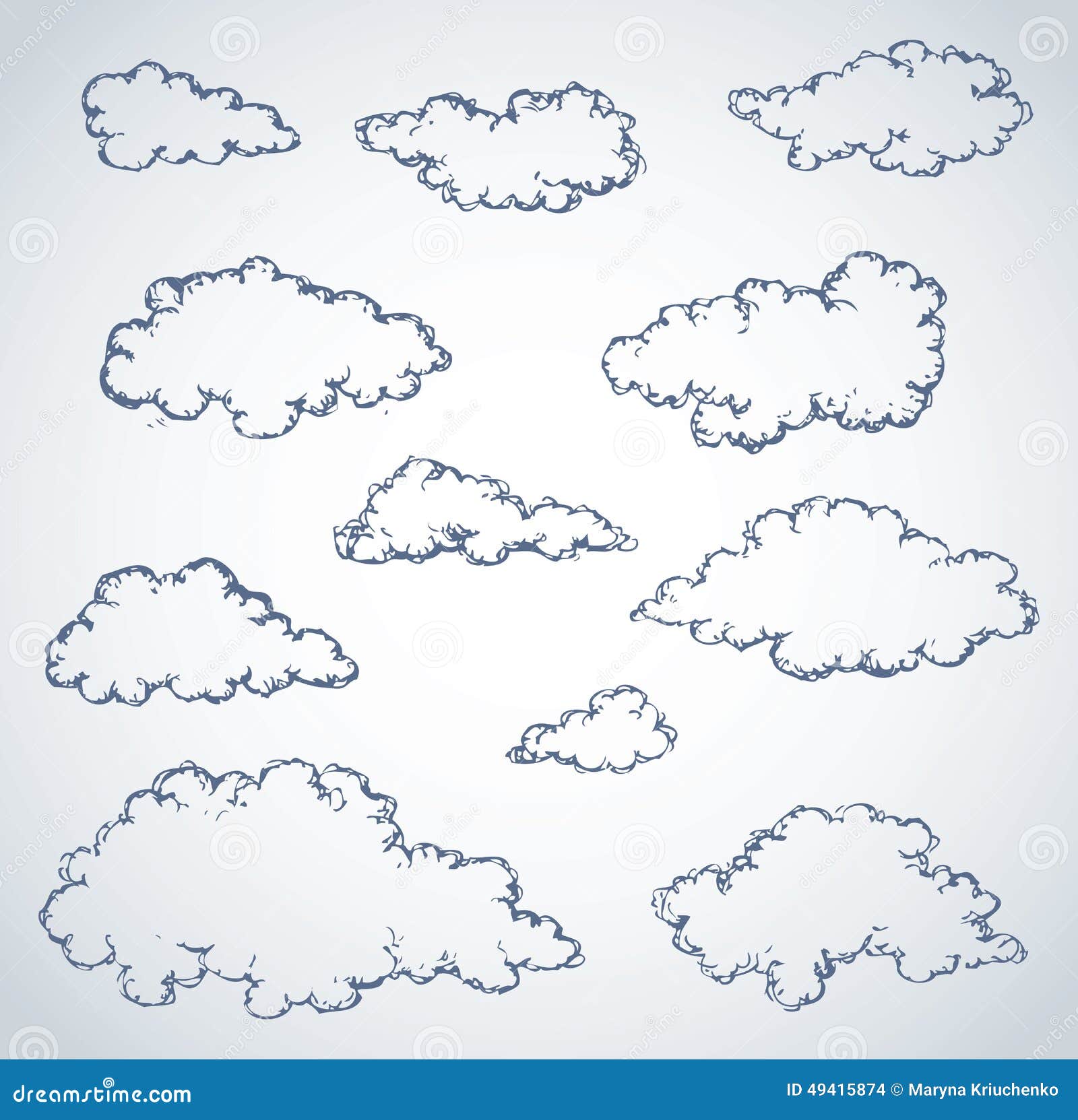 Vektorn Skissar Freehand Moln Vektor Illustrationer - Illustration av ...