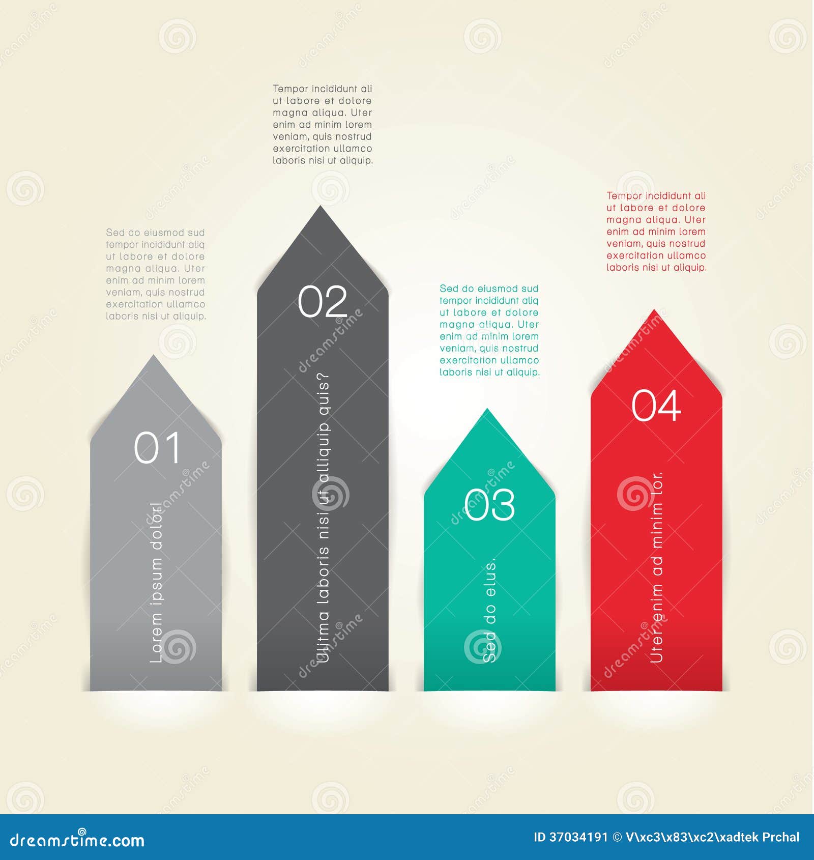Vektorpfeilschablone. Vier Pfeile in Den Verschiedenen Farben Mit Plac ...
