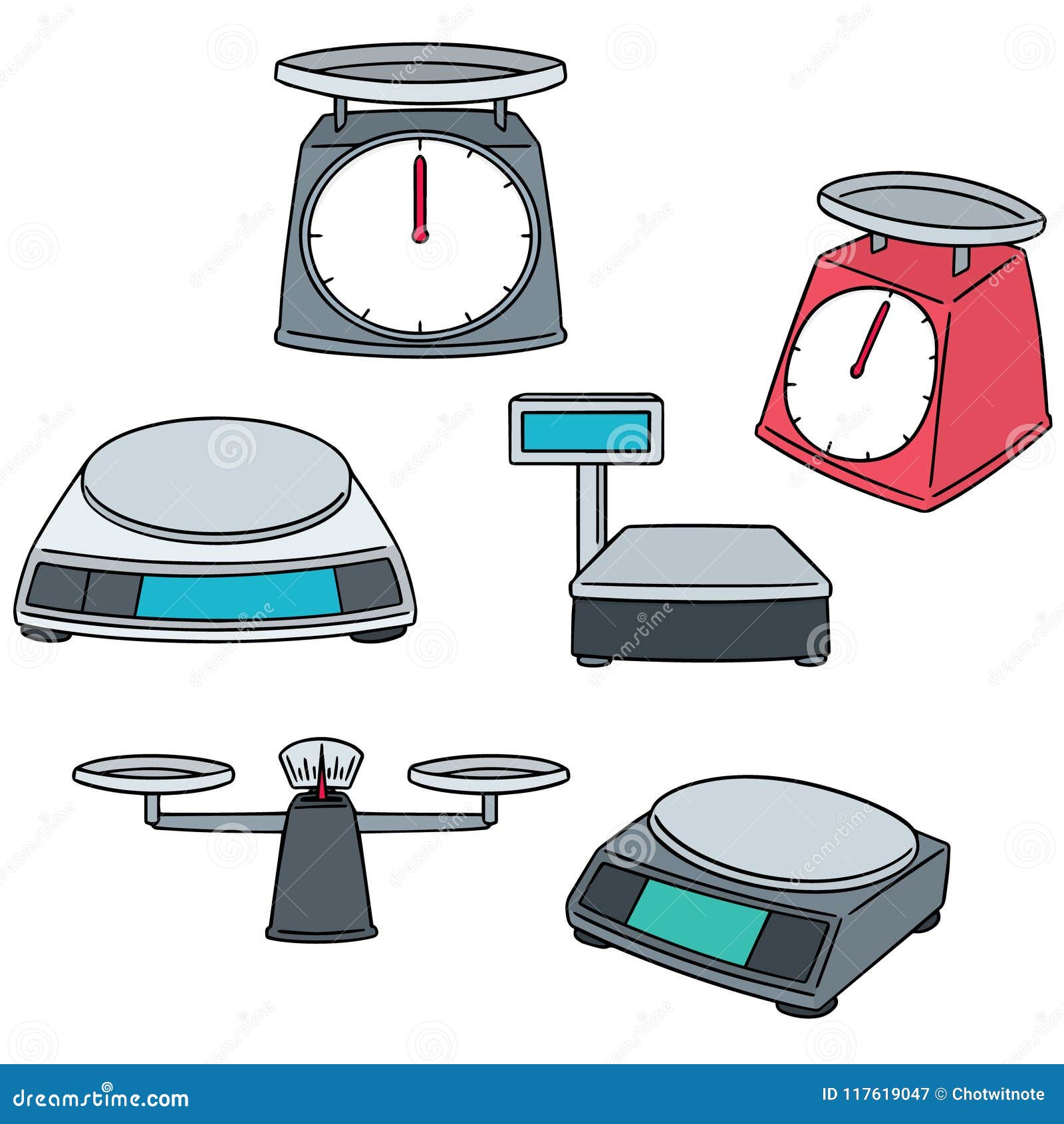 Vektorsatz der Waage vektor abbildung. Illustration von elektronisch ...