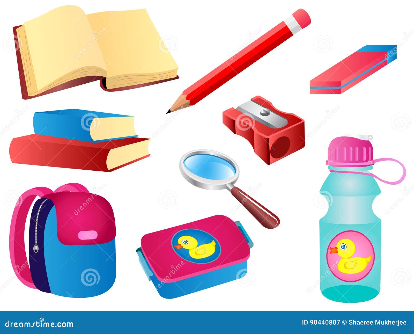 Vektorsatz Schulbedarf vektor abbildung. Illustration von studie - 90440807