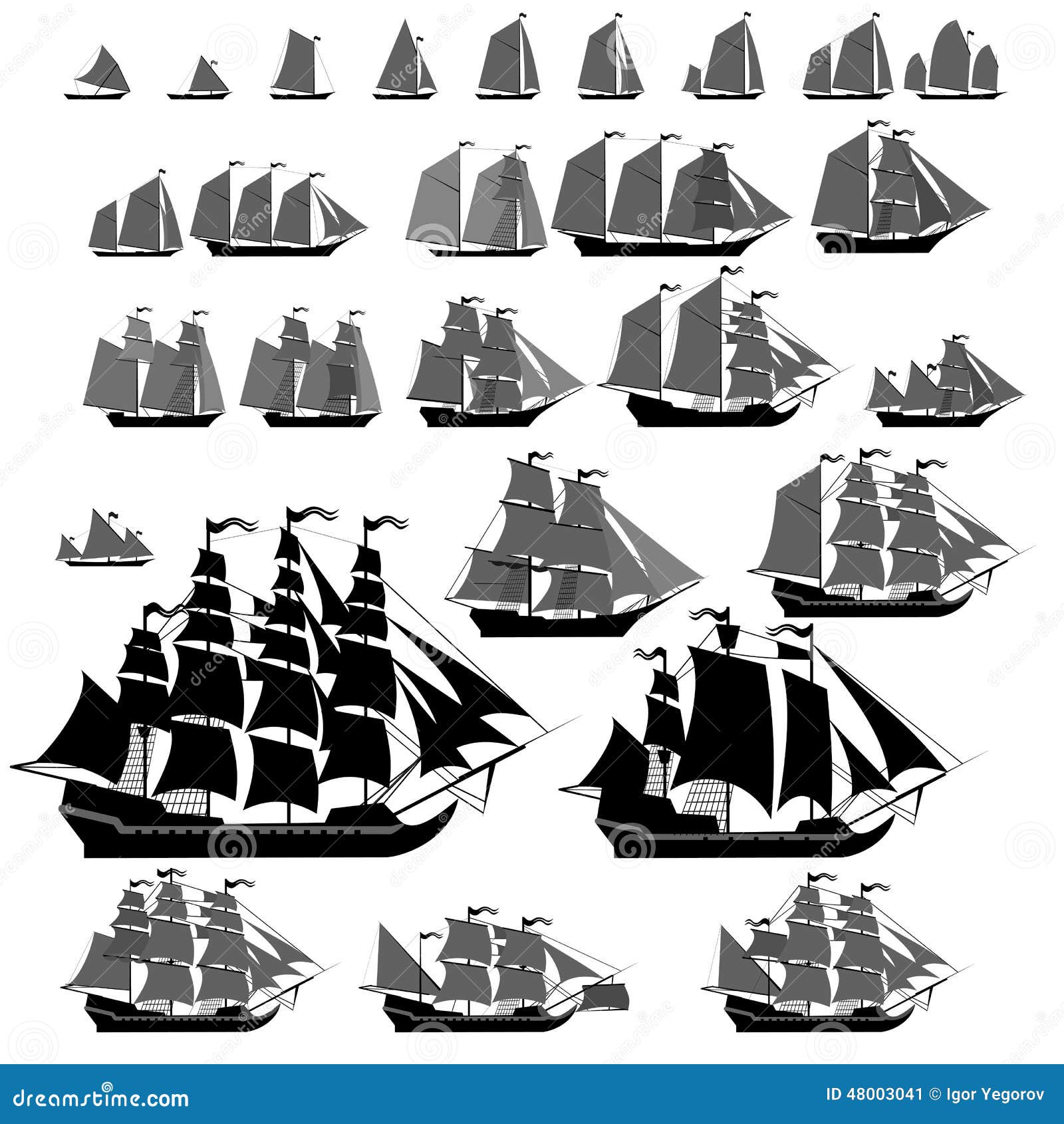 Vektorschiffe Eingestellt Mit Unterschiedlichen Editable Elementen ...