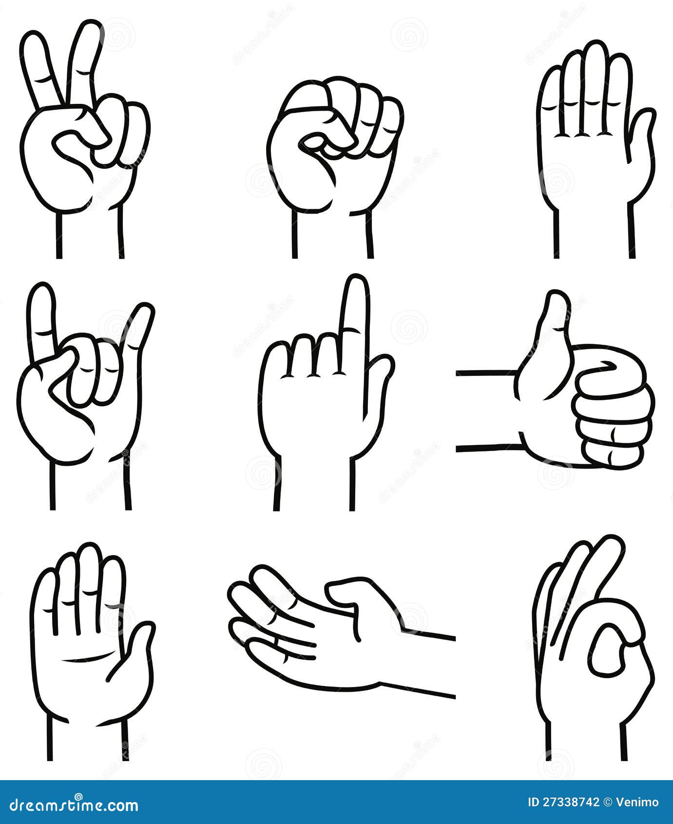 Vektorset Hand und Gesten vektor abbildung. Illustration von ansammlung ...