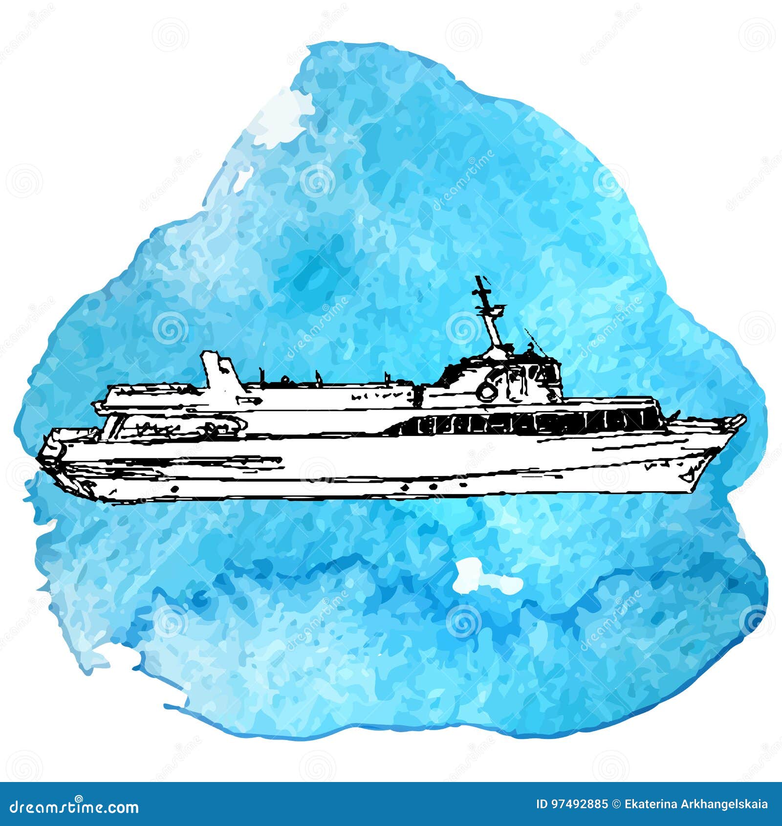 Vektorskizze des Schiffs vektor abbildung. Illustration von industrie ...