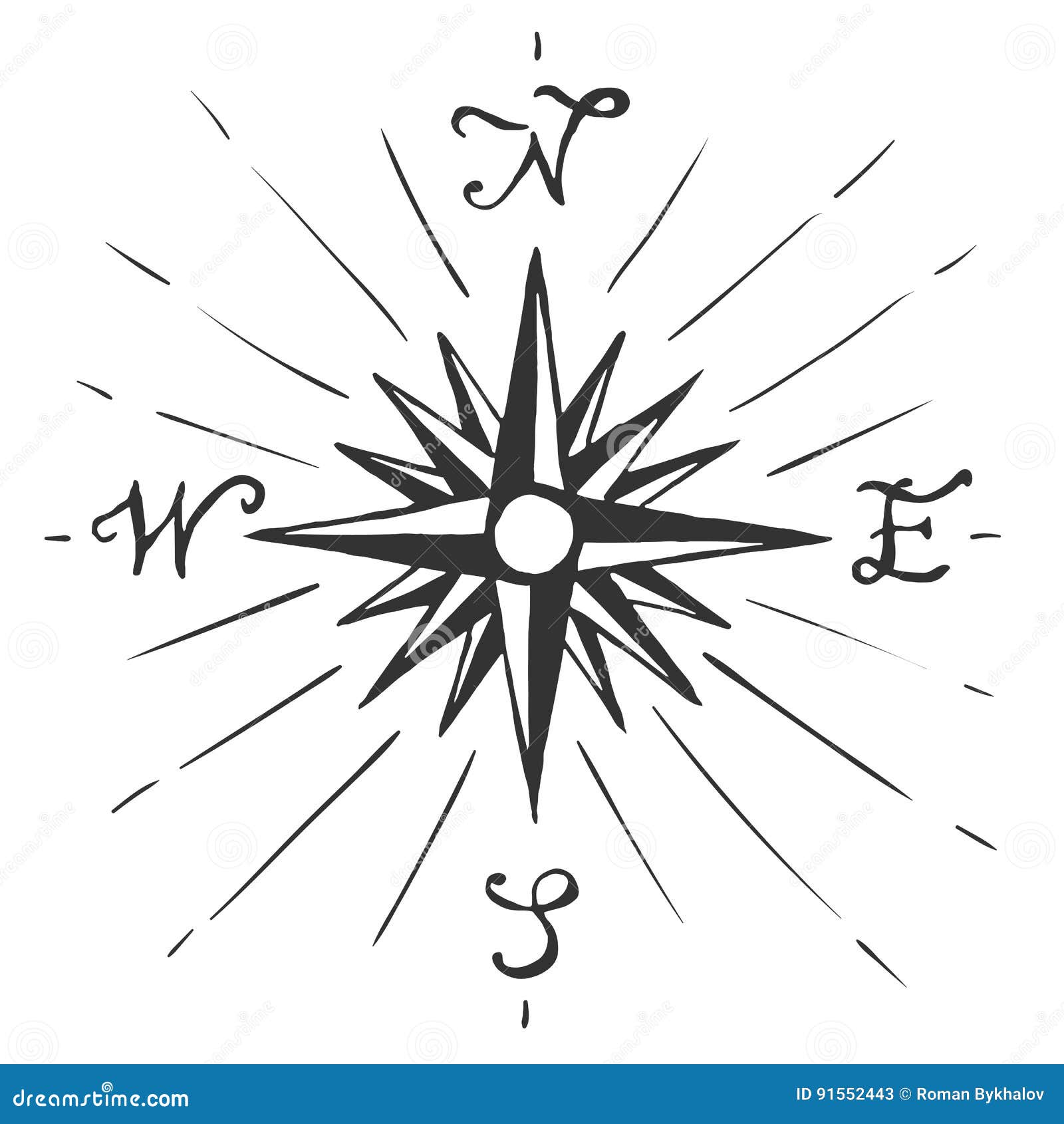 Vektorskizzen-Zeichen Windrose Vektor Abbildung - Illustration von ...