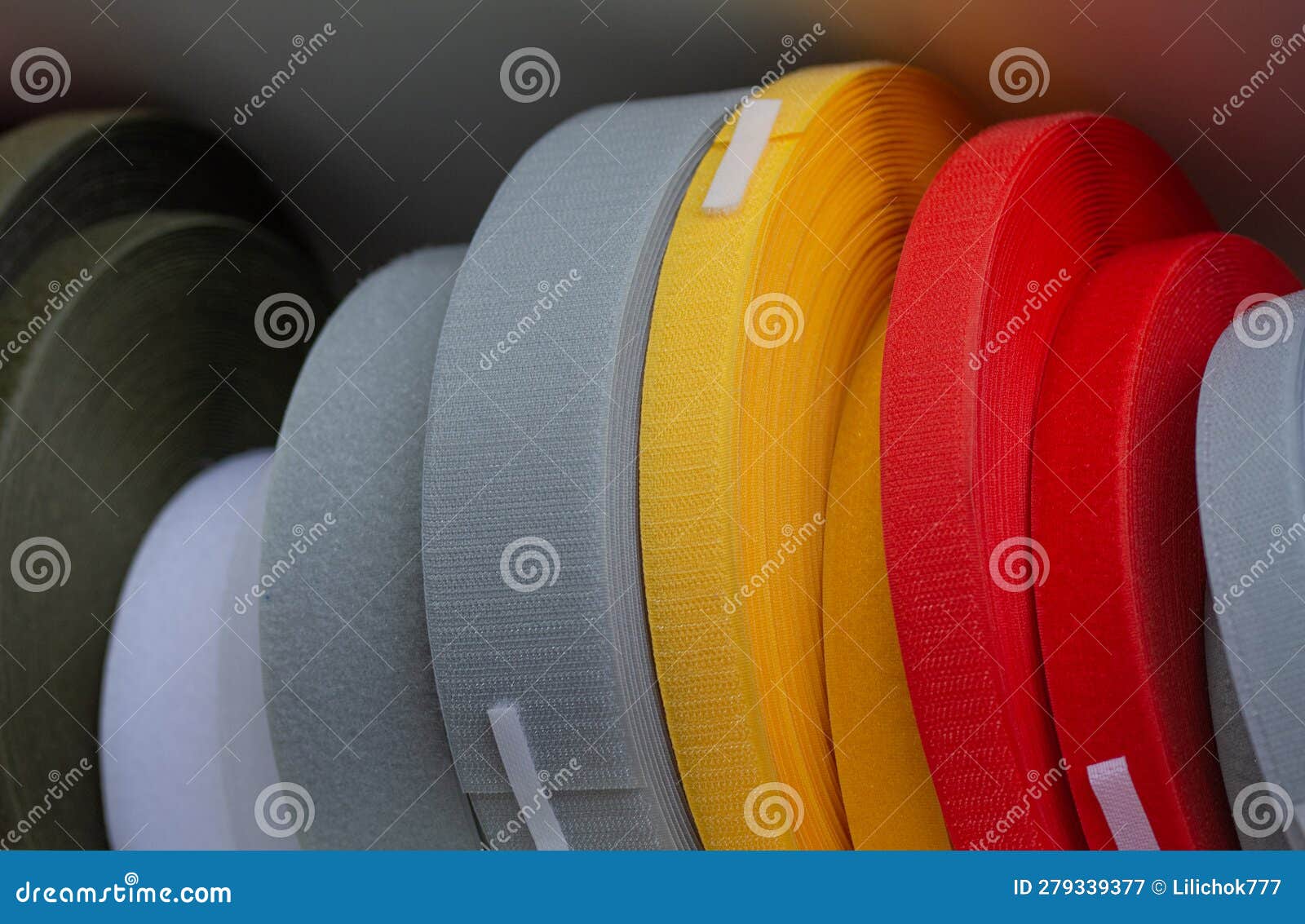 Velcro Tape Multi-colored, Different Widths Stock Image - Image of grey ...