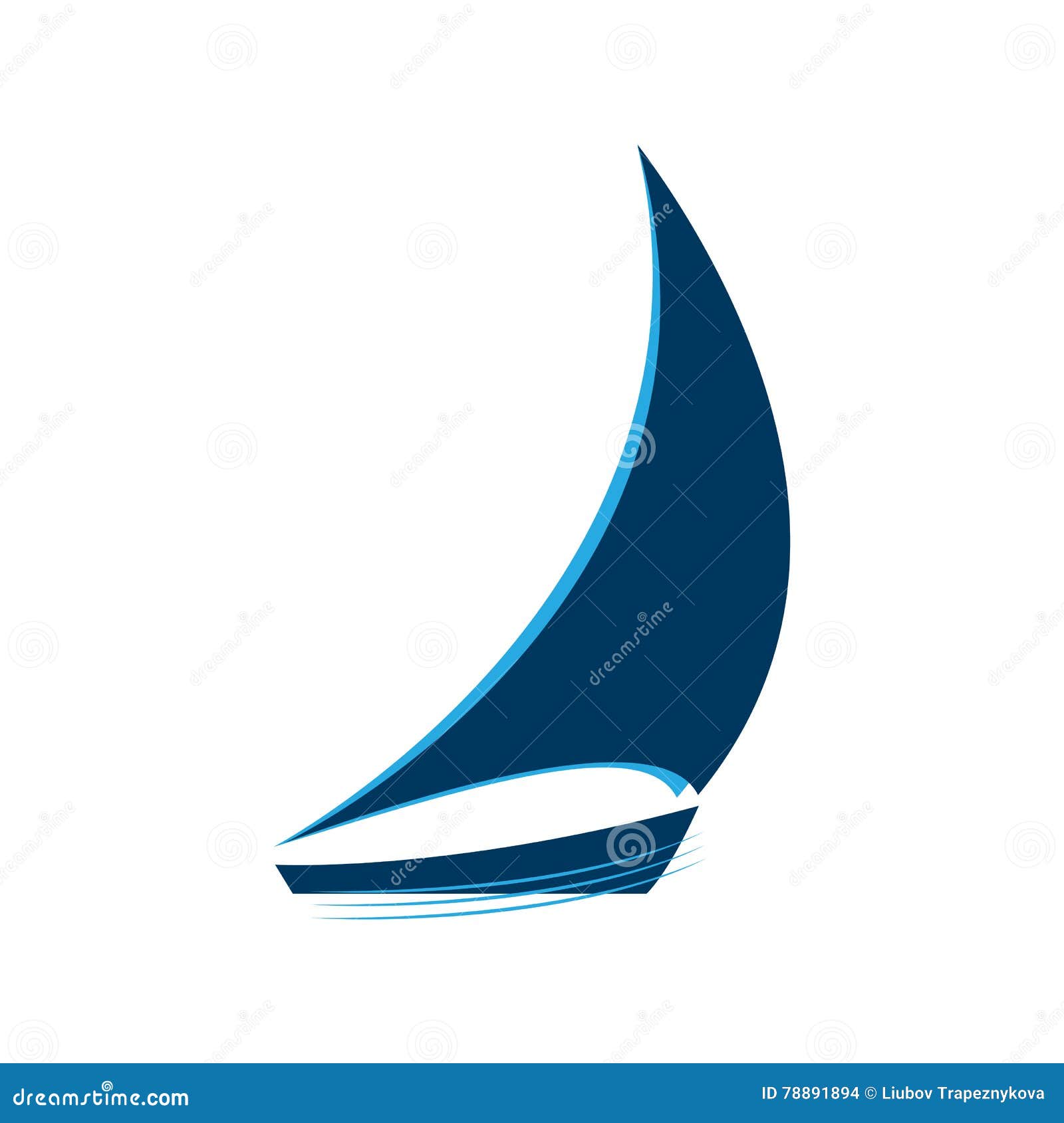 Velero Azul En El Logotipo Del Vector De Ondas Ilustración del Vector ...