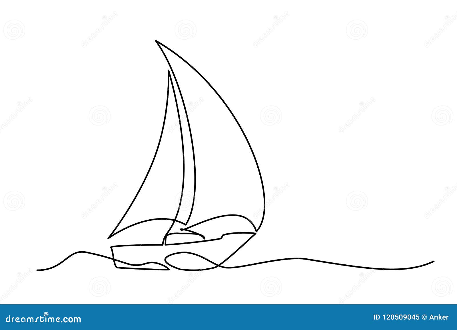 Velero Continuo Del Dibujo Lineal Ilustración del Vector - Ilustración ...