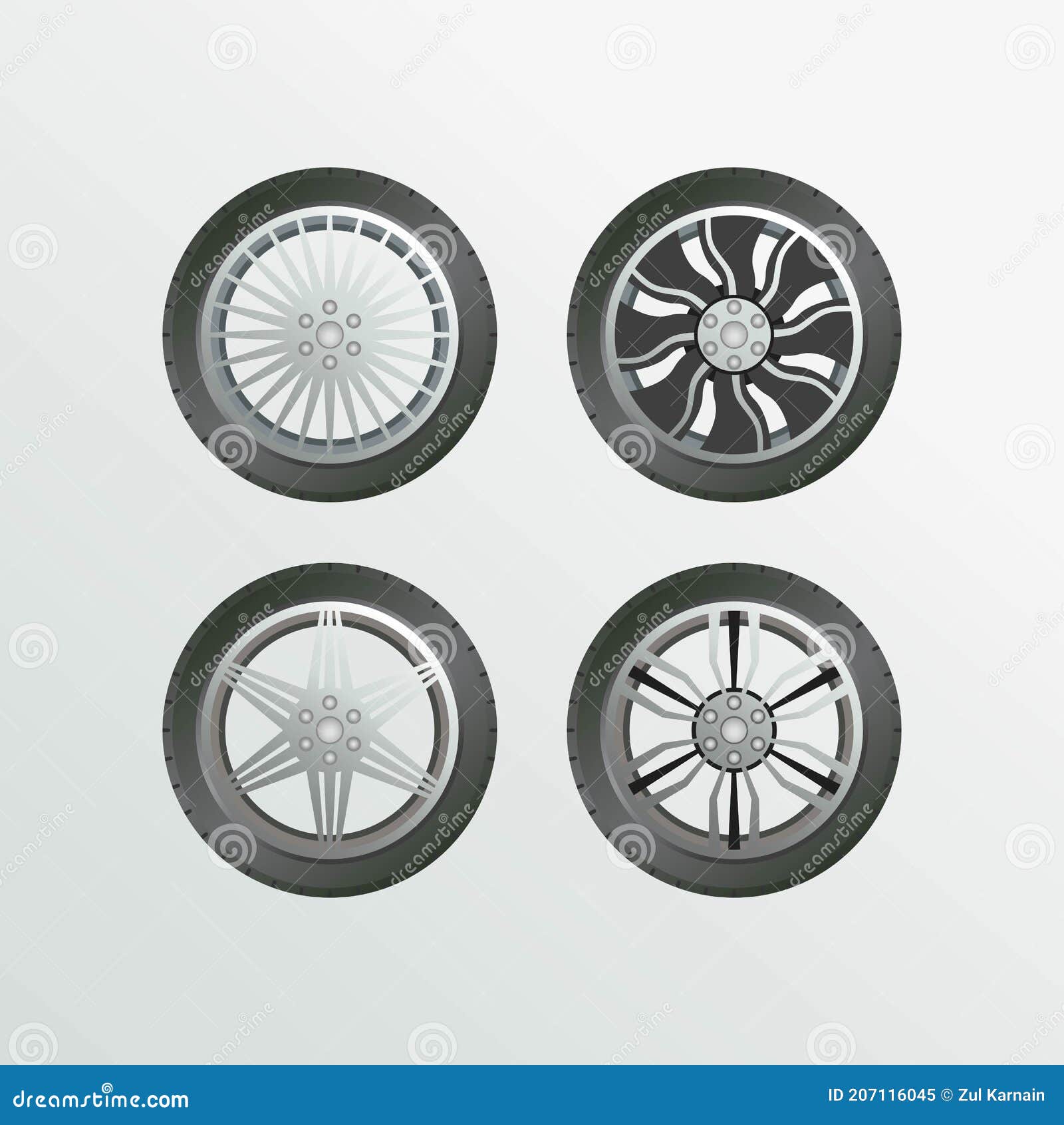 Velg Car Set Object Vector Collection Car Wheel Images Vector ...