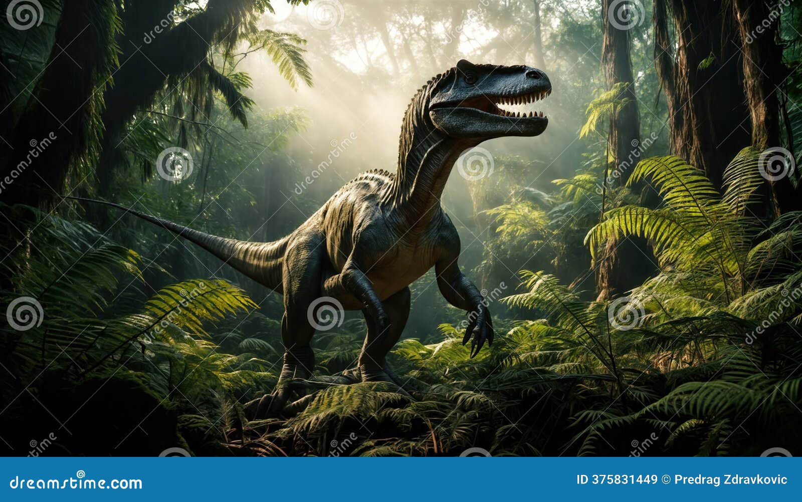 Velociraptor In The Forest Royalty-Free Illustration | CartoonDealer ...