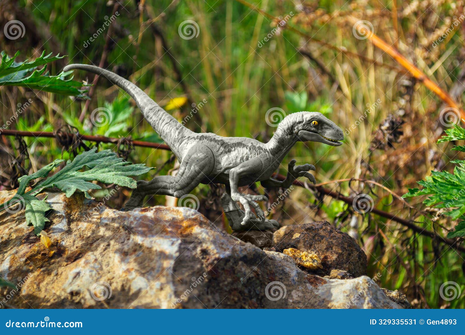 Velociraptor Dinosaur In A Whimsical And Colorful Style. In Natural ...