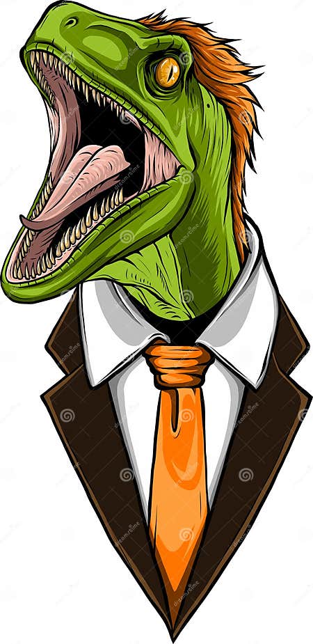 Velociraptor Dinosaur Vector Illustration On White Background Stock