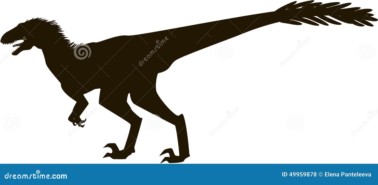 Velociraptor with Feathers, Silhouette Stock Vector - Illustration of ...