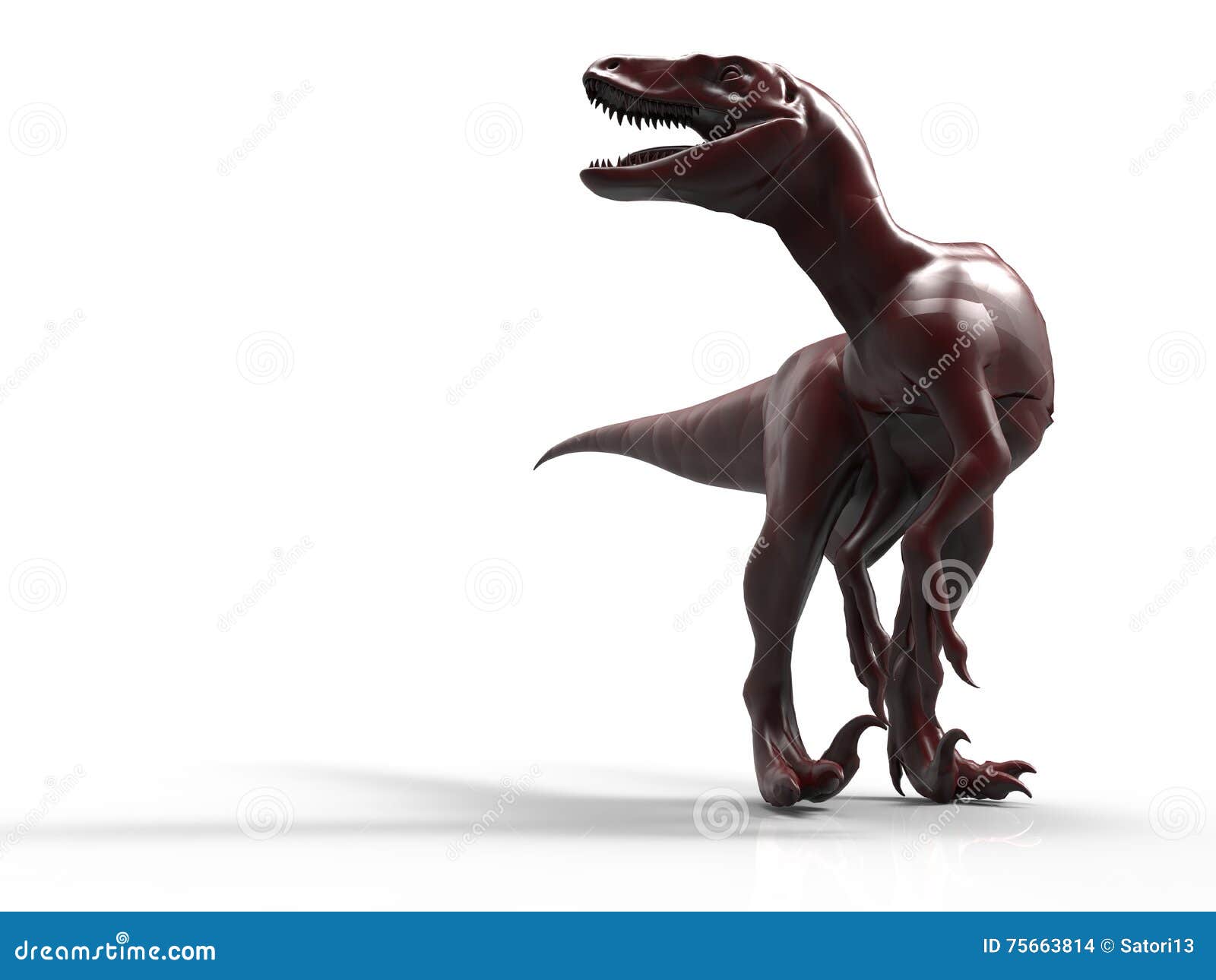 Velociraptor Front View 3d Rendering Stock Illustration - Illustration ...
