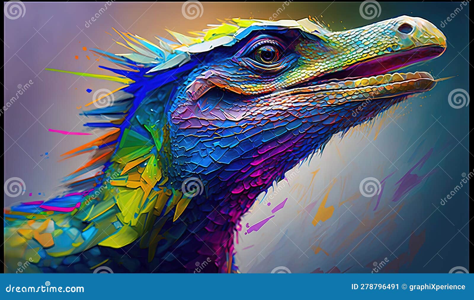 Velociraptor in Rainbow Colors Stock Illustration - Illustration of ...