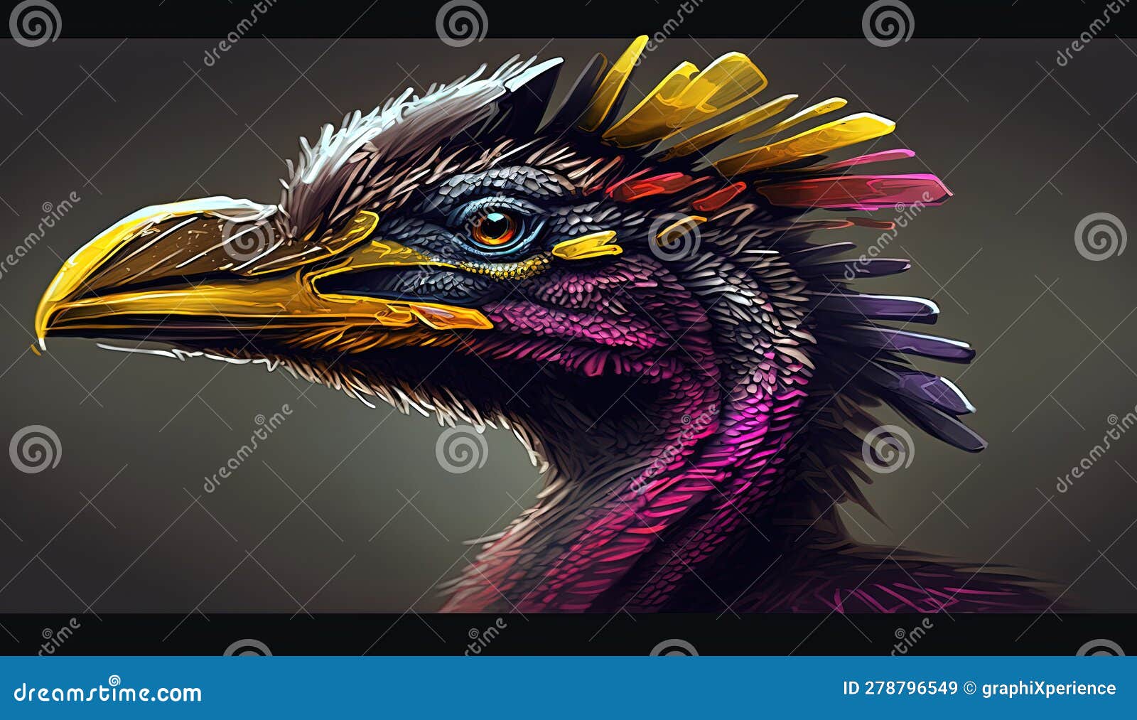 Velociraptor in Rainbow Colors Stock Illustration - Illustration of ...