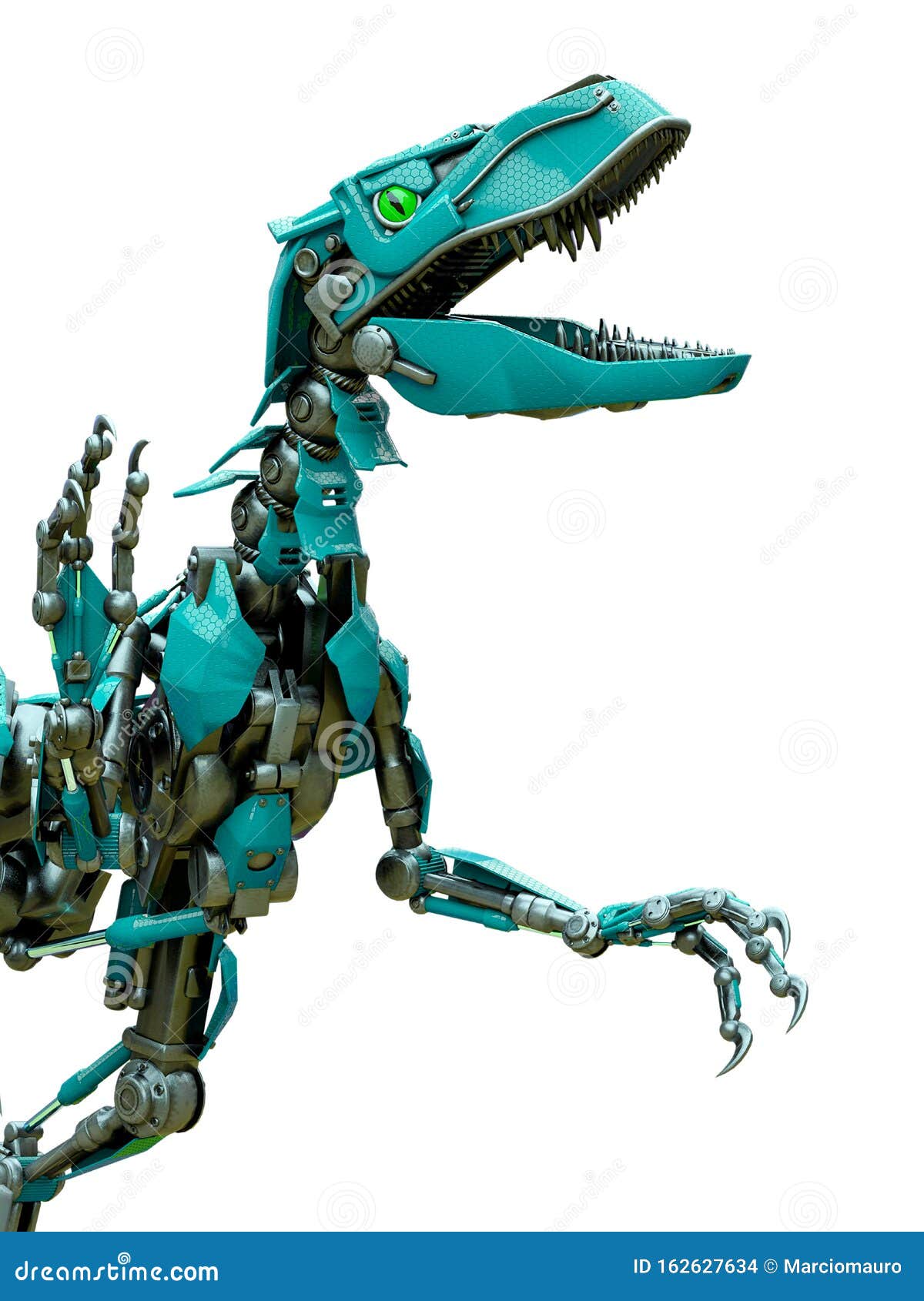 Velociraptor Robot Close Up Stock Illustration - Illustration of ...