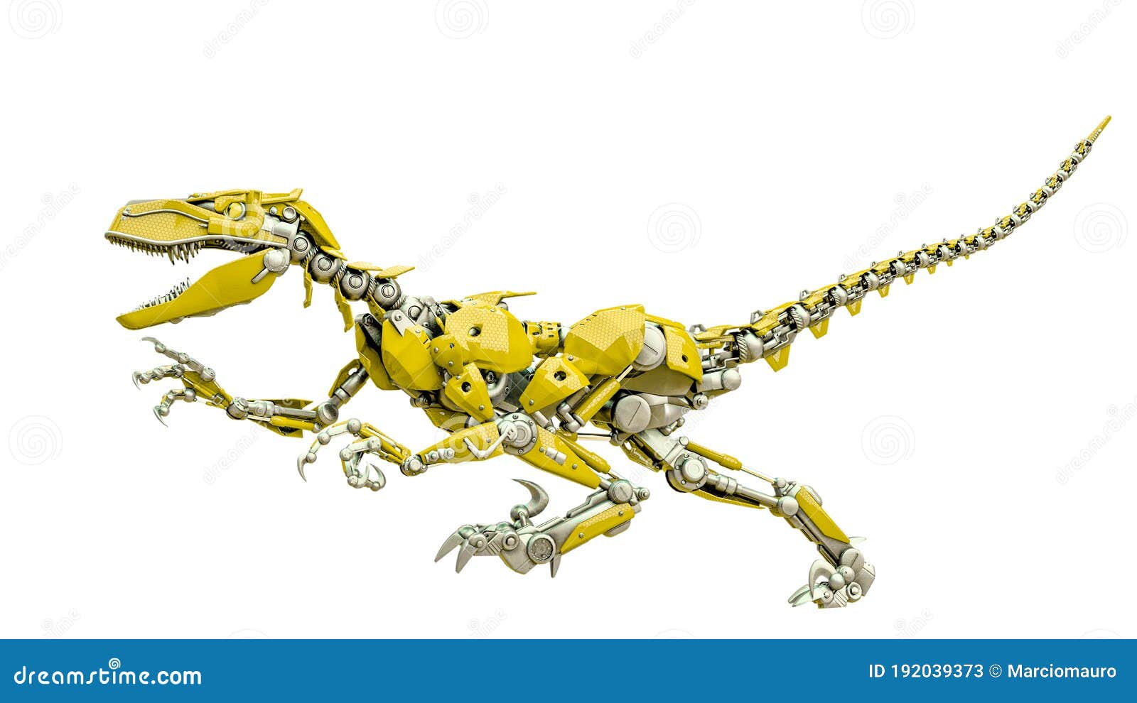 Velociraptor Robot Doing a Fast Run Stock Illustration - Illustration ...