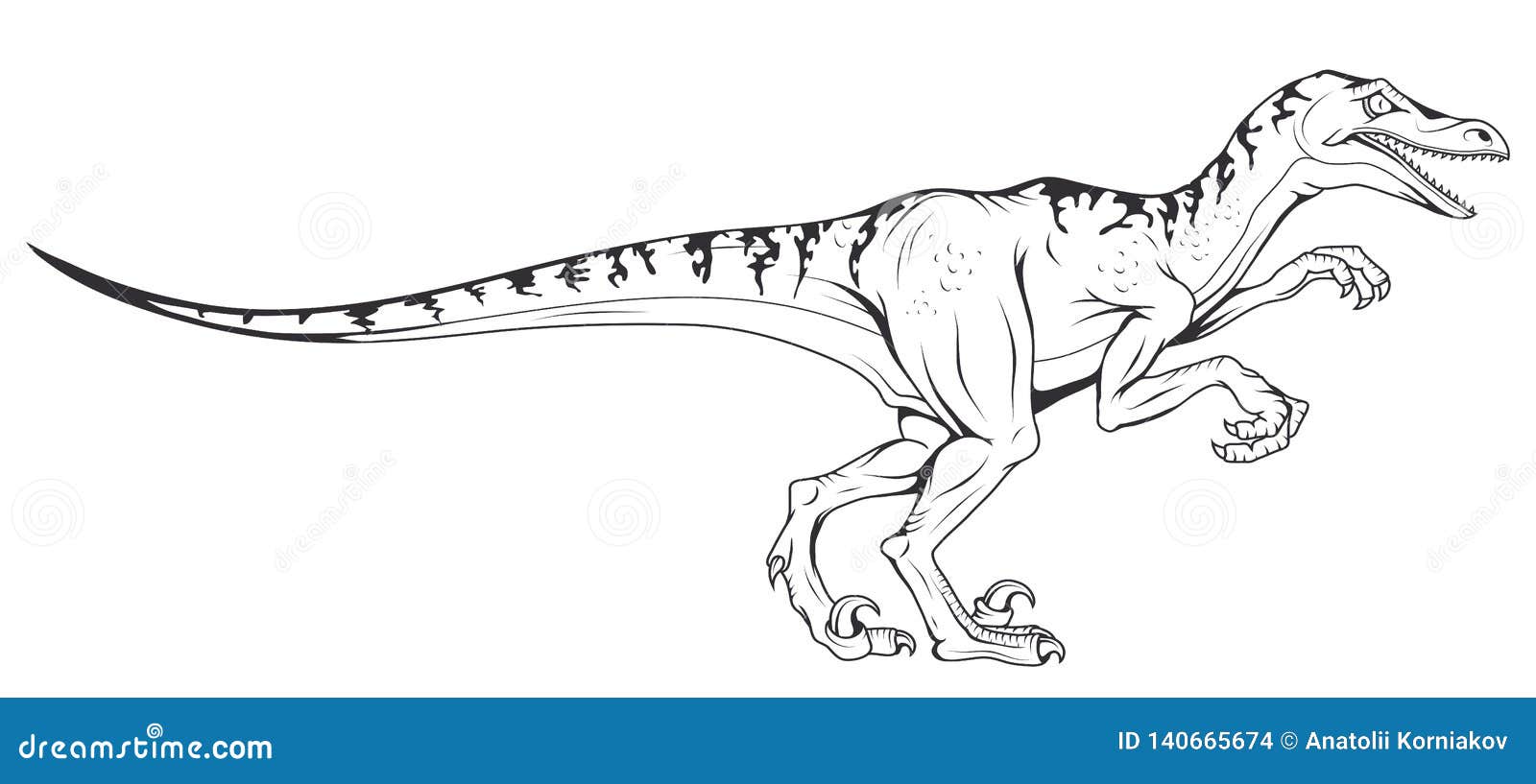 Velociraptor Vector Silhouette Isolated On White Background. Dinosaurs ...