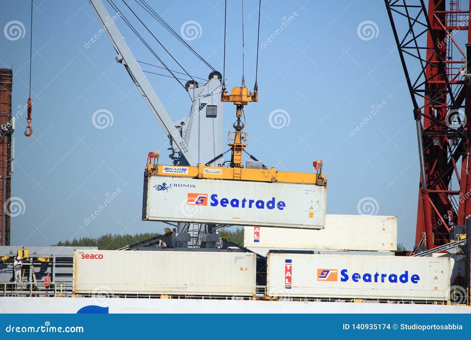 Warehouse With Red Intermodal Containers With The Company Logo `One ...