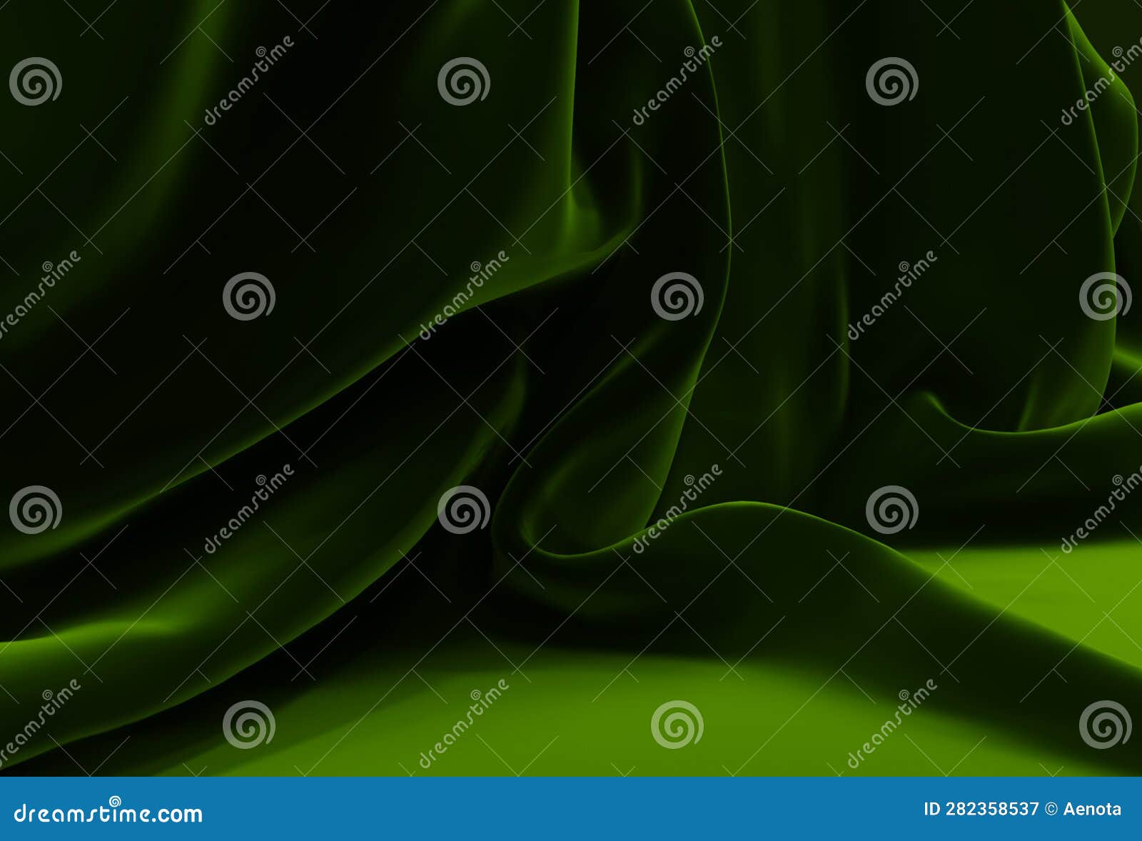 Velvet Draped Backdrop for Still Life - Green Folded Background - 3D ...