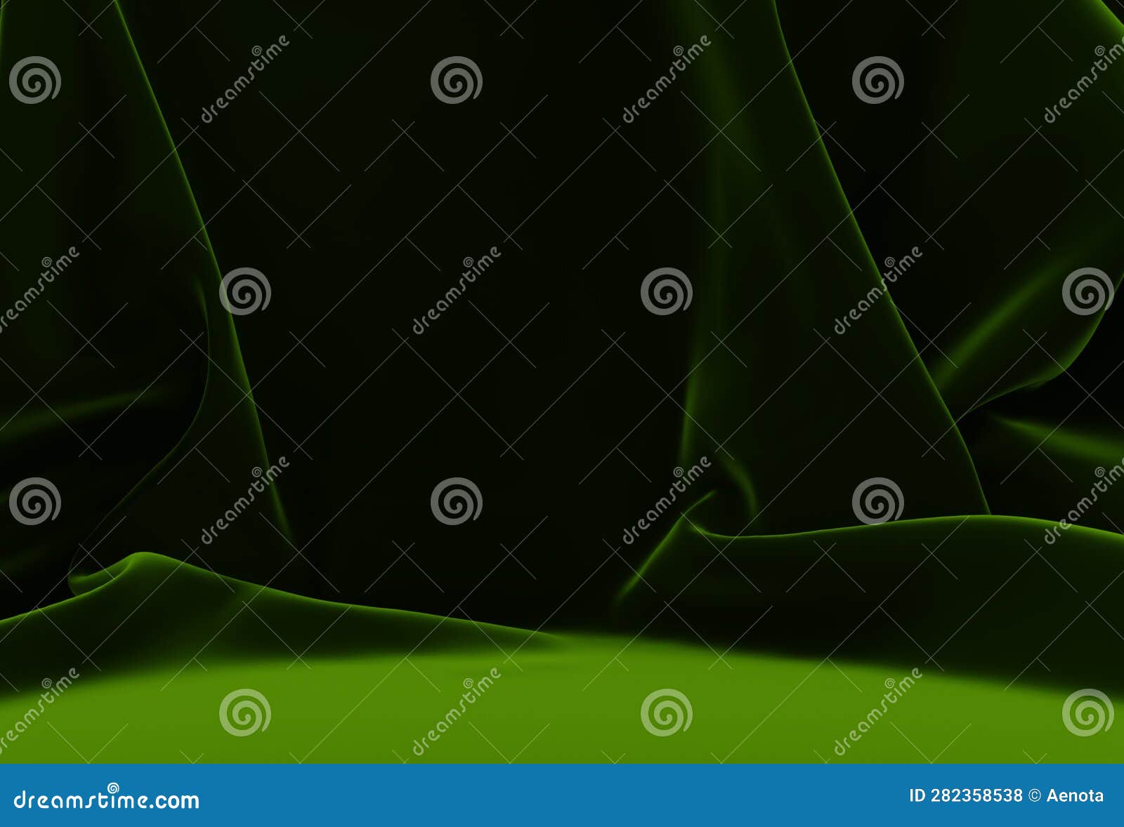 Velvet Draped Backdrop for Still Life - Green Folded Background - 3D ...