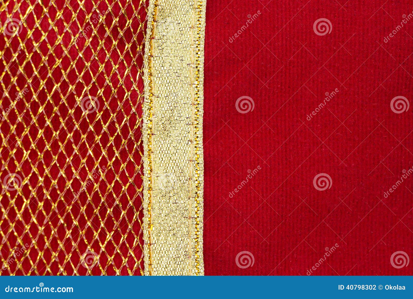 Velvet Red with Golden Net Fabric Stock Photo - Image of ornament, card ...