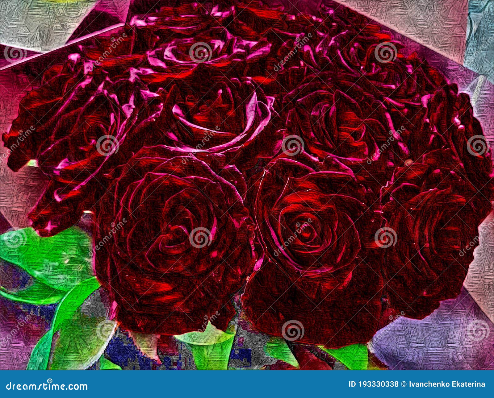 Velvet red roses. Drawing stock photo. Image of purple - 193330338