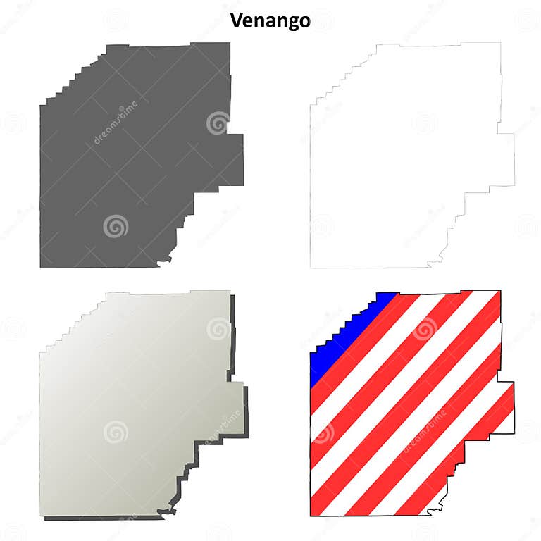 Venango County, Pennsylvania Outline Map Set Stock Vector ...