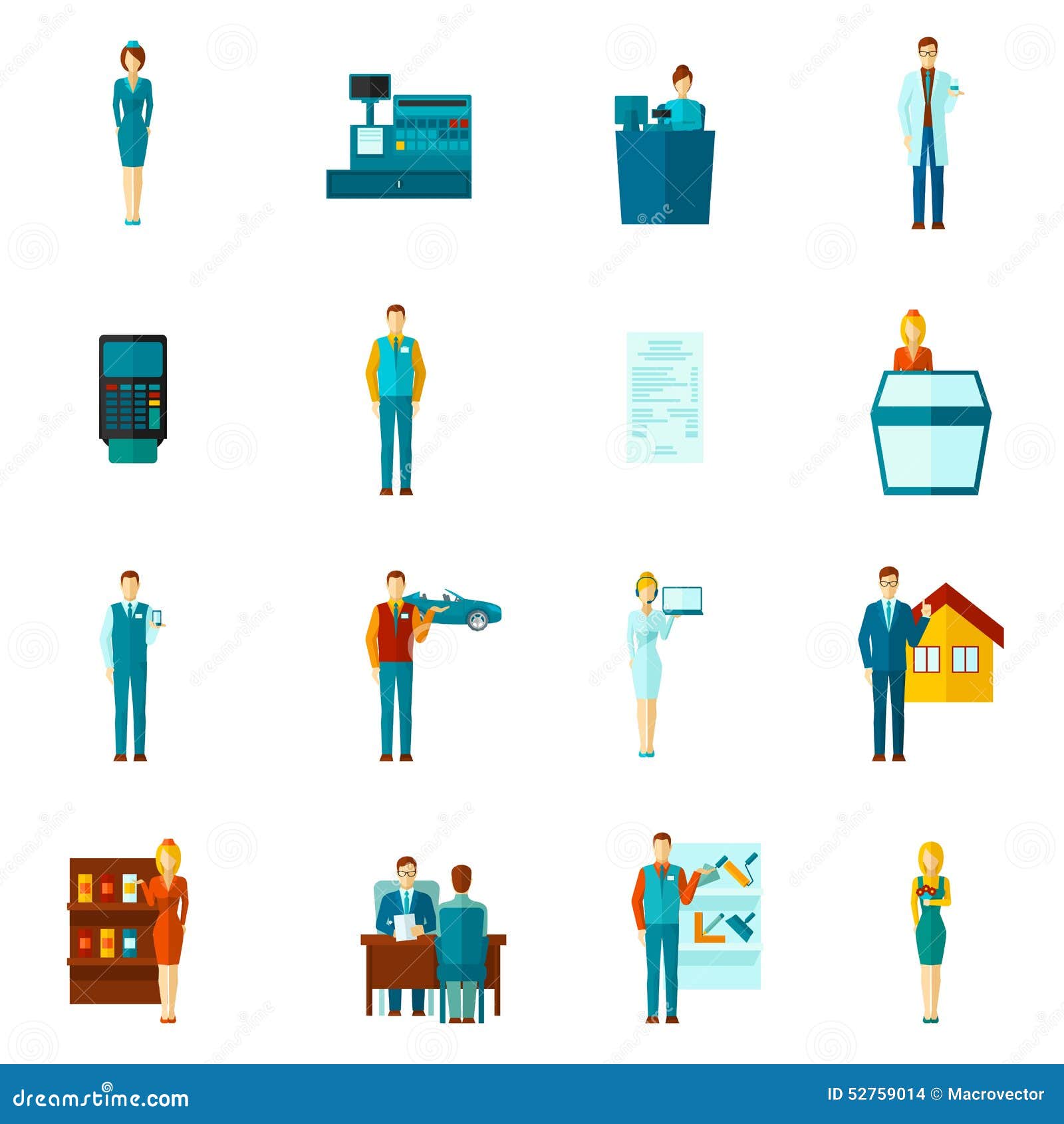 Vendeur Icons Flat Set illustration de vecteur. Illustration du ...