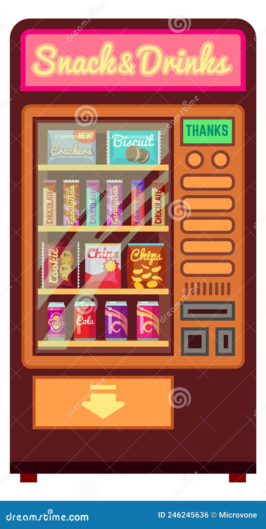 Vending Machine. Cartoon Snack and Drinks Selling Stock Vector ...