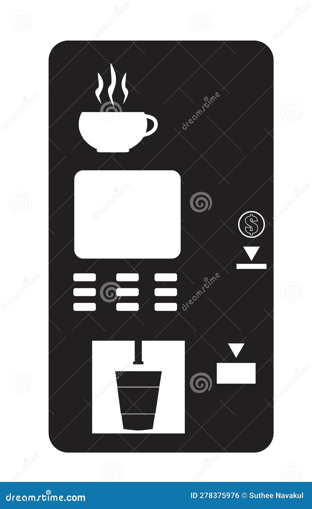 Vending Machine for Coffee Icon. Automatic Device for Hot Drinks Sing ...