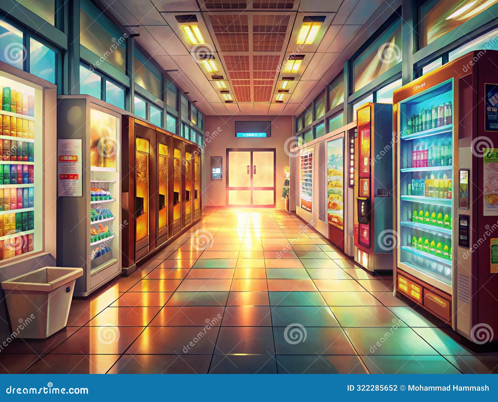 Vending Machine Corridor stock vector. Illustration of hallway - 322285652