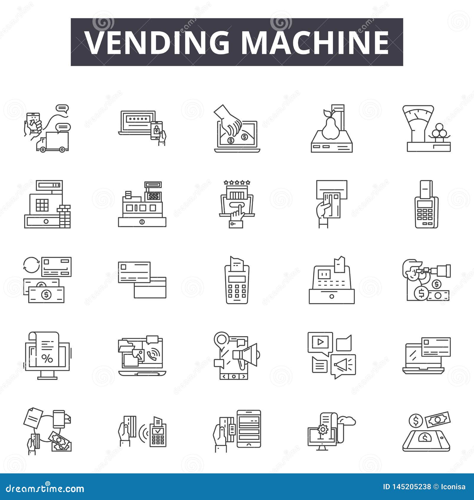 Vending Machine Line Icons, Signs, Vector Set, Outline Illustration ...