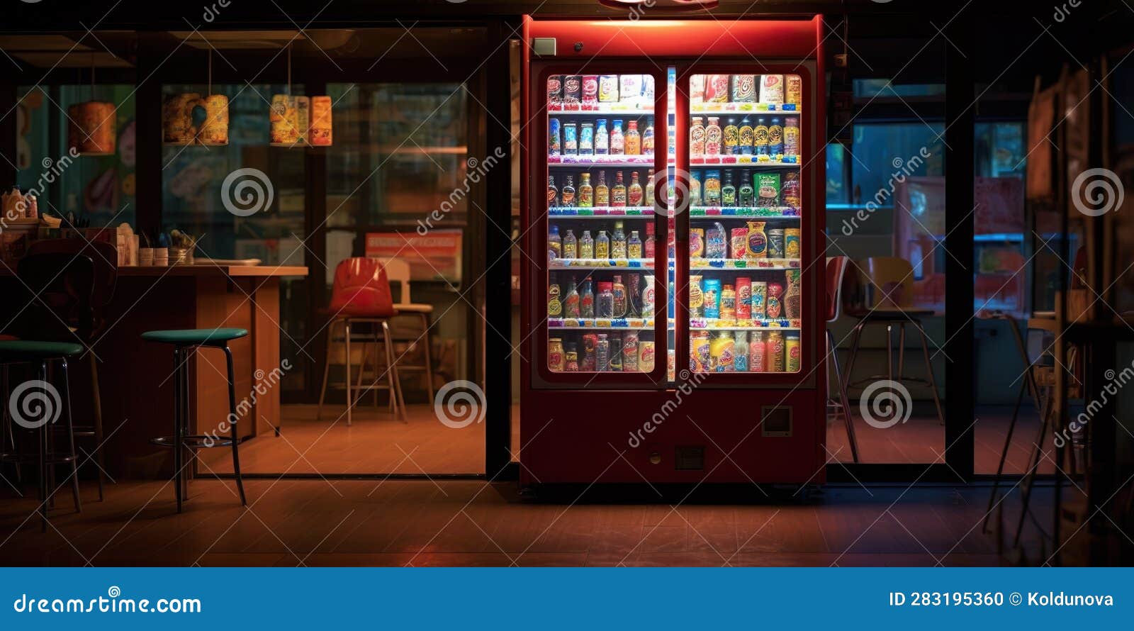 Vending Machine at Night in House Cozy Kitchen, Concept of Artificial ...