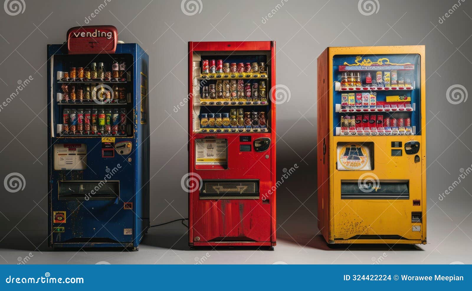 A Vending Machine with a Red and White Sign Stock Photo - Image of ...