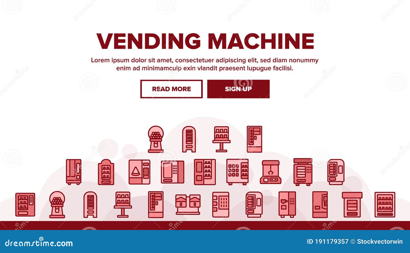 Vending Machine Selling Service Landing Header Vector Stock Vector ...