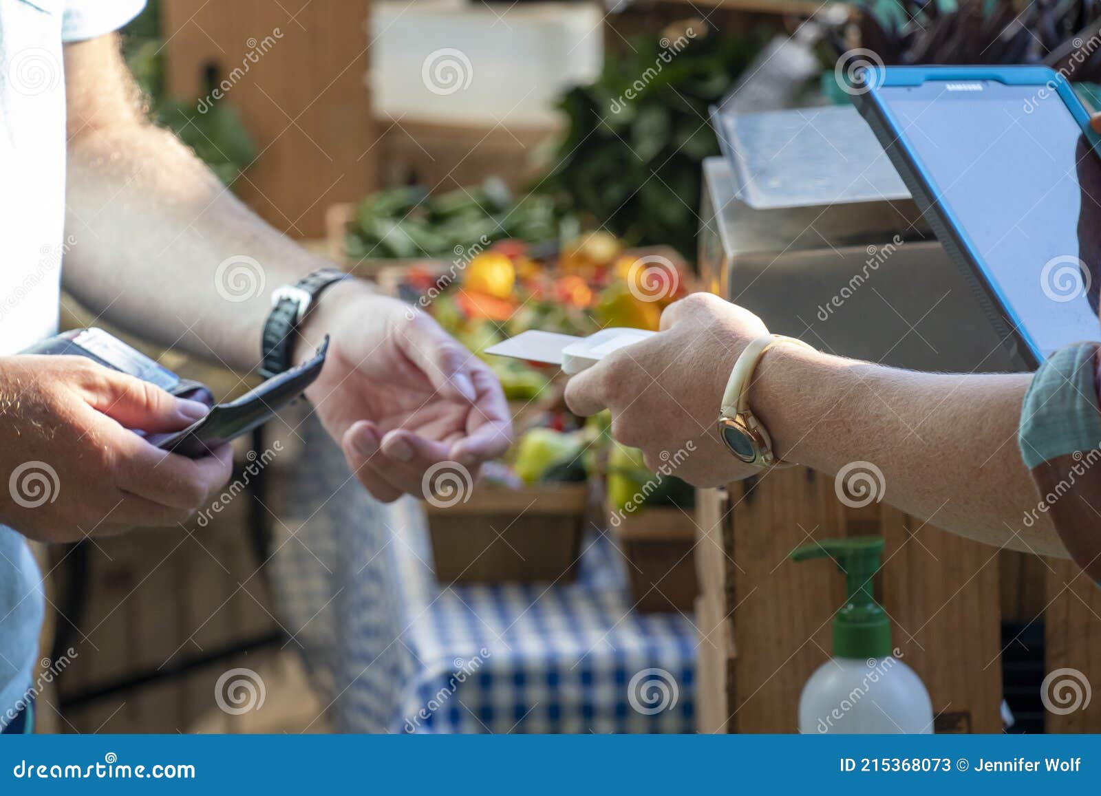 Close-up of a Contactless Payment Transaction with Hands, Credit Card ...