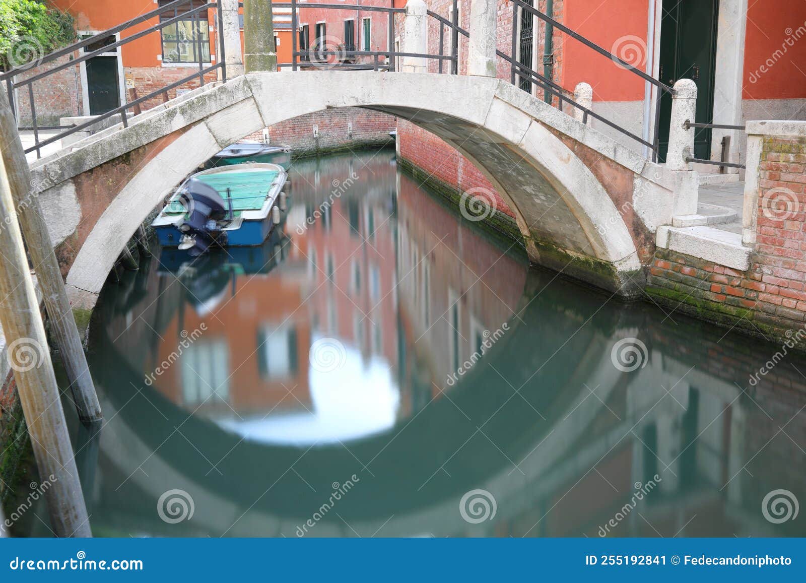 Venetian Bridge Over the Navigable Canal without People and Refl Stock ...