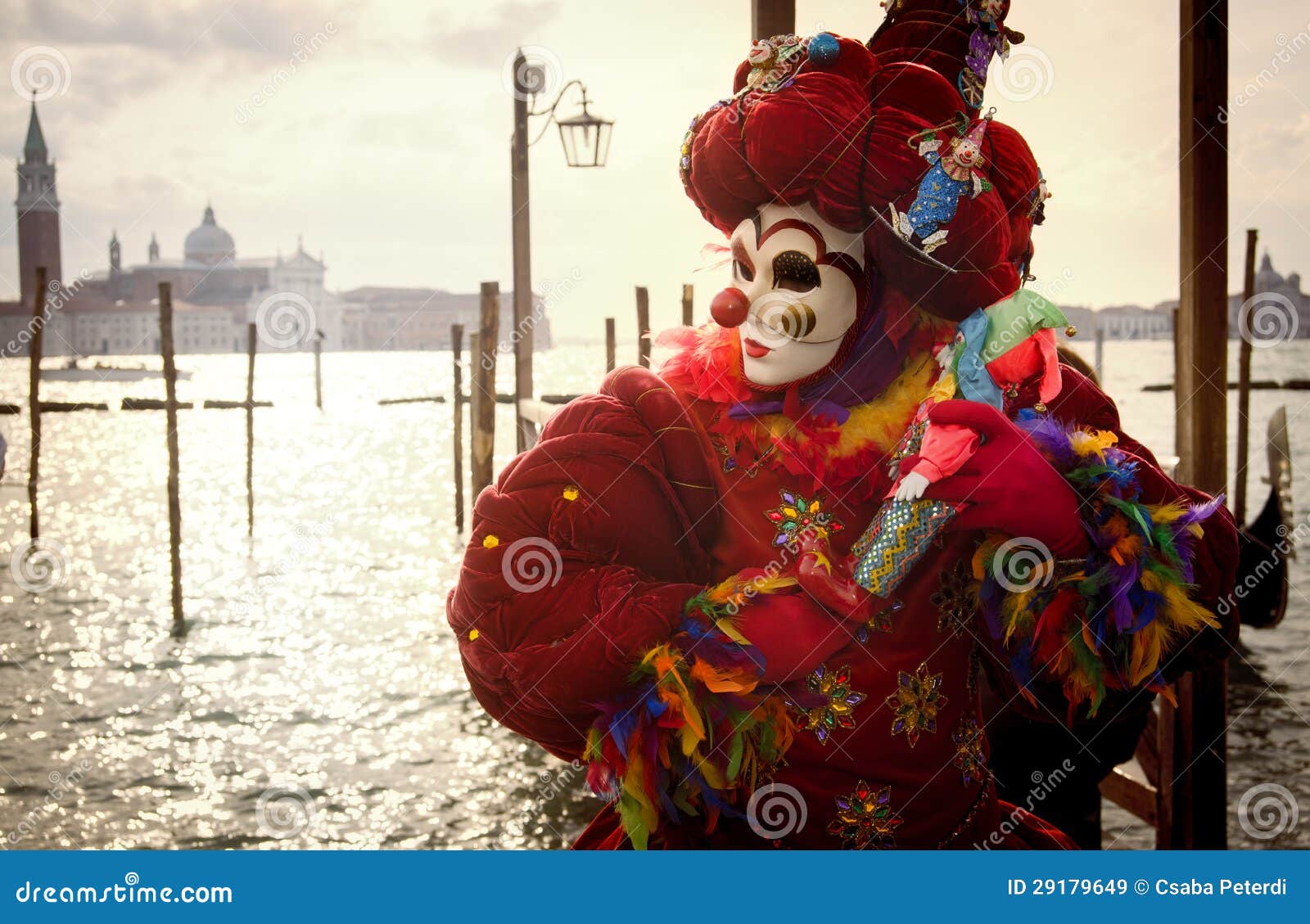 Venetian Carnival Clown with Puppet Stock Image - Image of fest ...