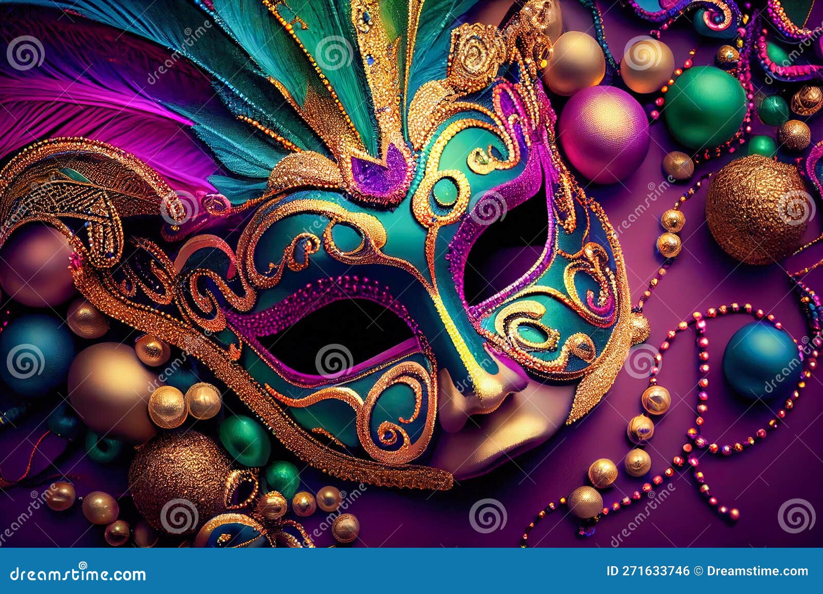 Venetian Carnival Mask and Beads. Generative AI, Generative, AI Stock ...