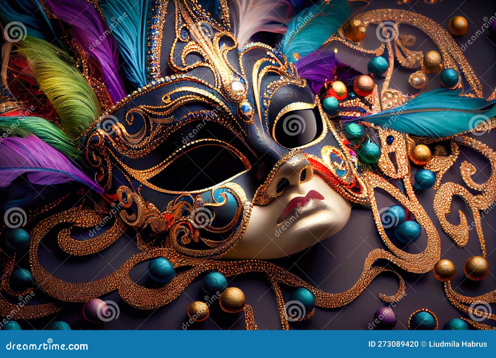 Venetian Carnival Mask and Beads. Generative AI, Generative, AI Stock ...
