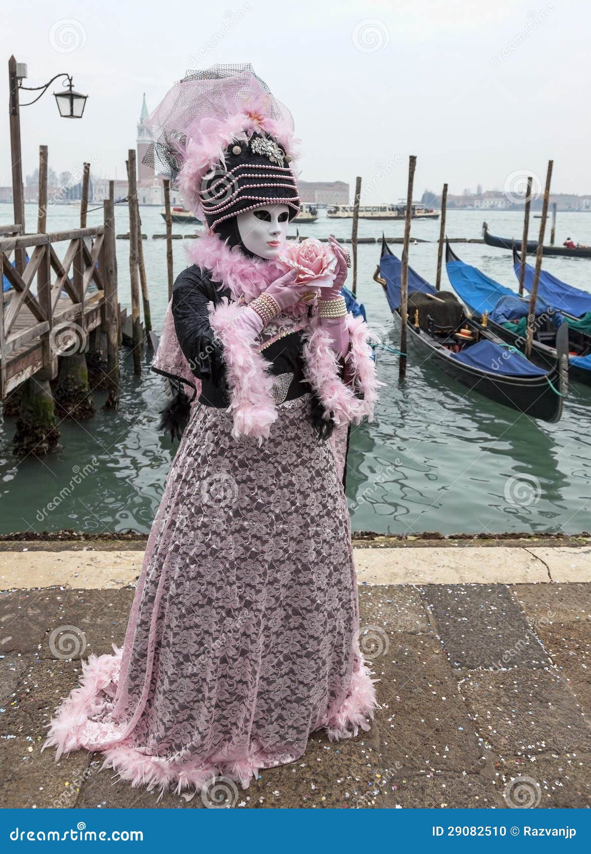 Venetian Costume with a Rose Editorial Image - Image of cloth, carnival ...