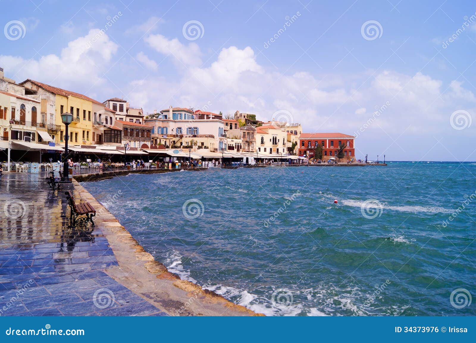 Venetian Harbour in Chania stock photo. Image of colorful - 34373976