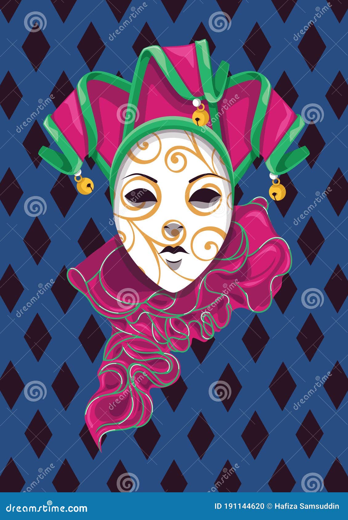 Venetian Jester Mask. Vector Illustration Decorative Design Stock ...