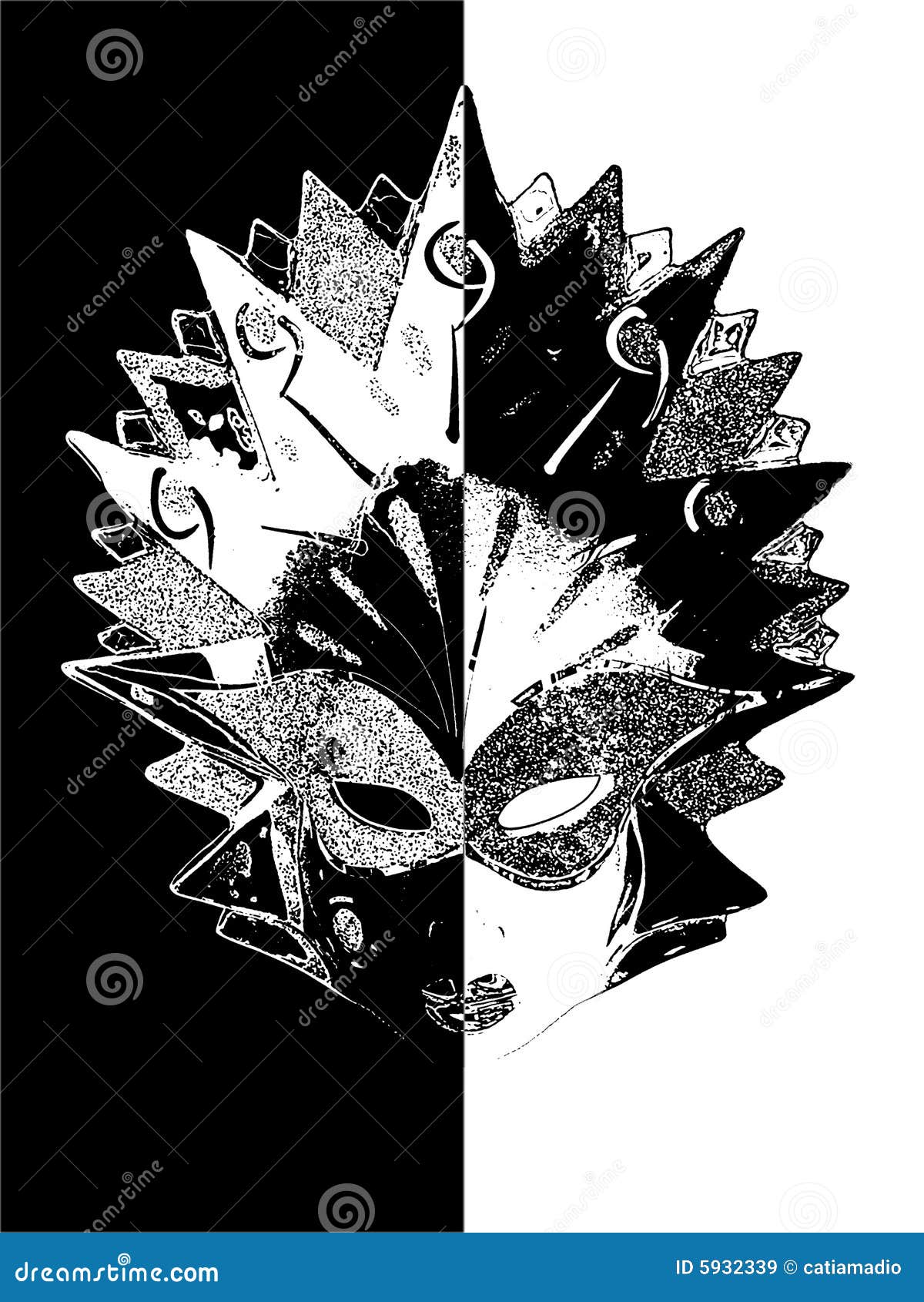 Venetian Mask Illustration, Drawing, Engraving, Ink, Line Art, Vector ...